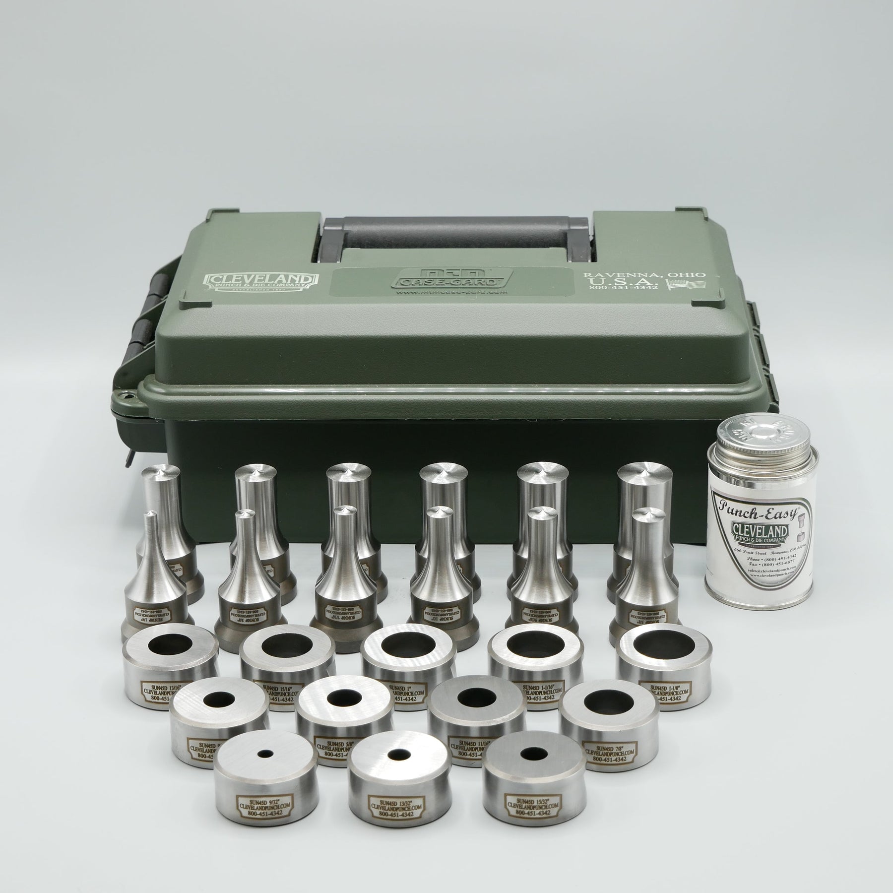 SUN30/SUN45 Round Ironworker Punch & Die Set - 12 Pack