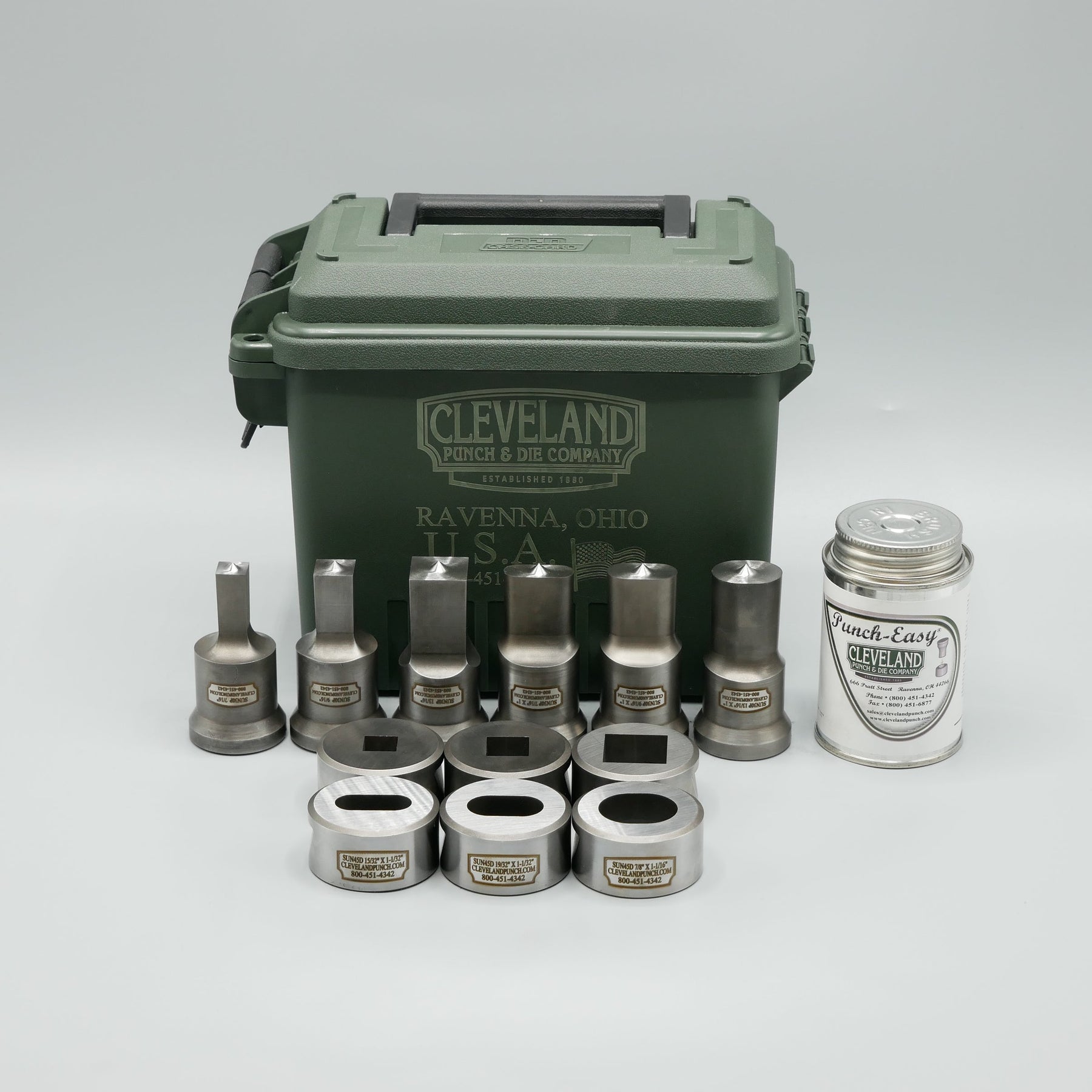 SUN30/SUN45 Square & Oblong Ironworker Punch & Die Set - 6 Pack